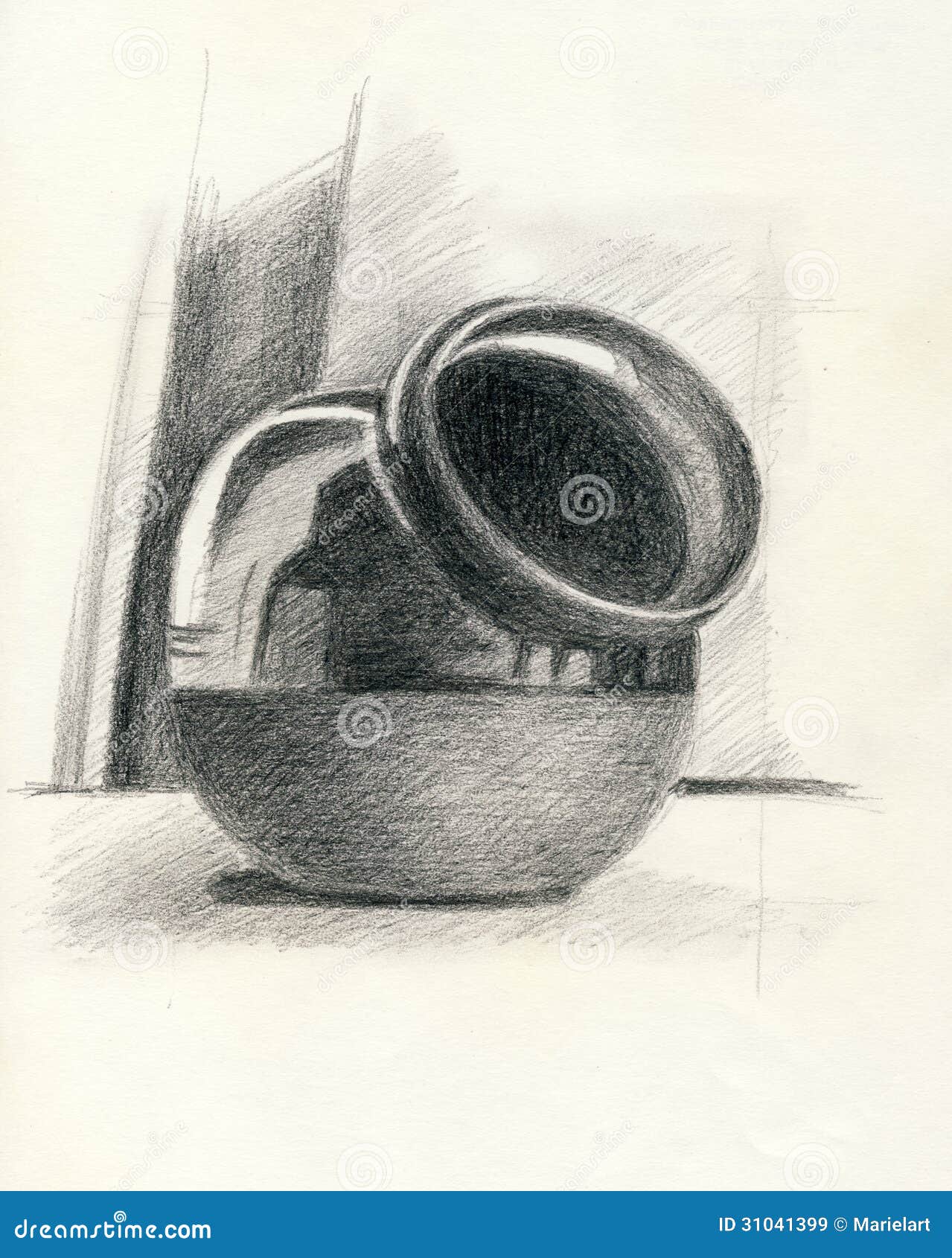 Pencil Sketch Painting Pot