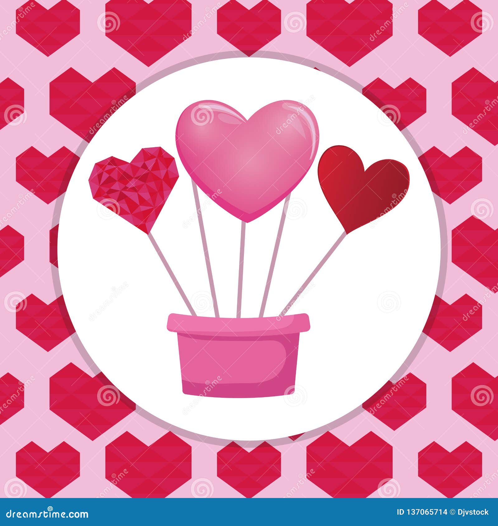Pot with hearts love stock vector. Illustration of beauty - 137065714