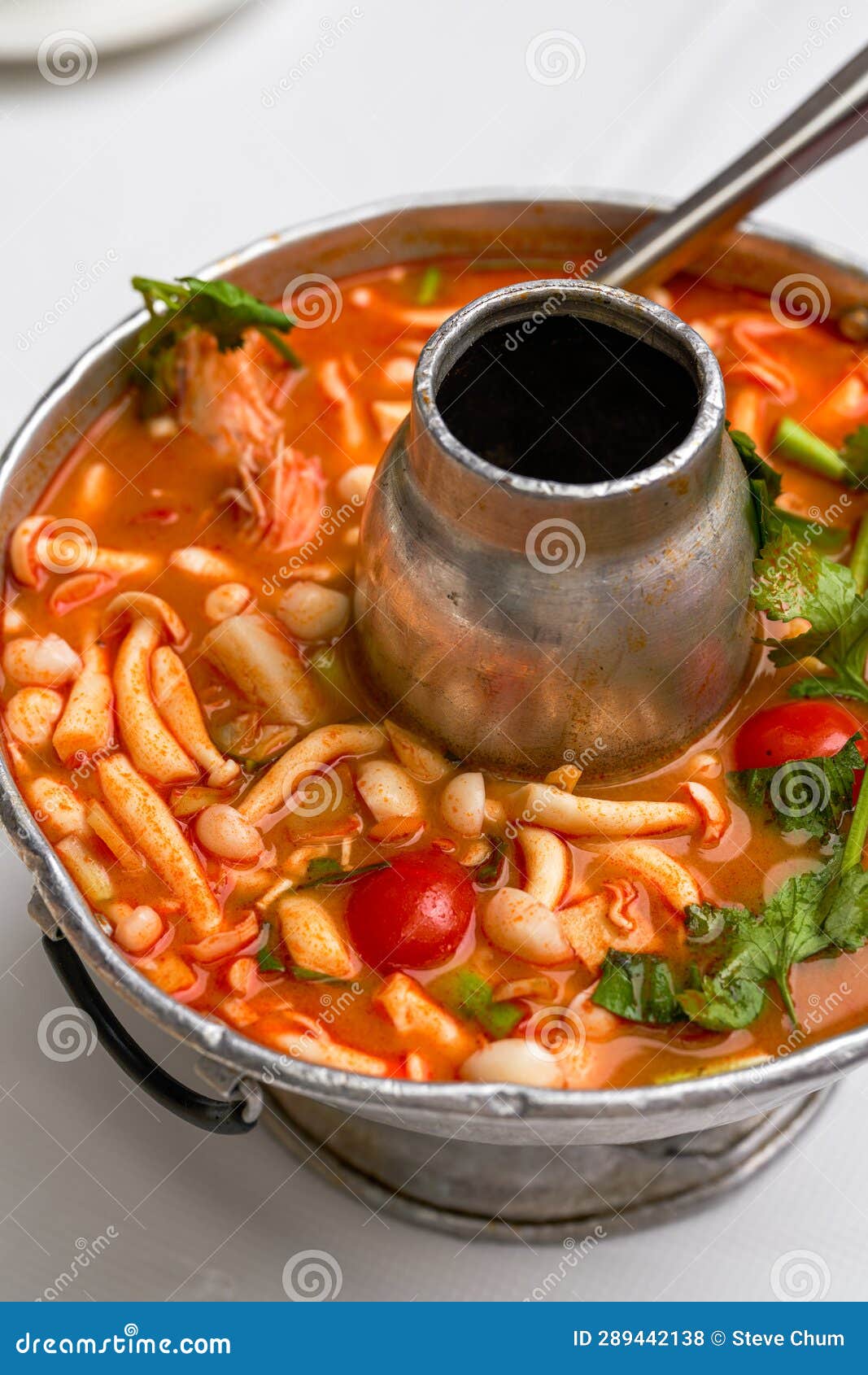 A Pot of Hot and Sour Thai Tom Yum Soup Stock Photo - Image of produce ...