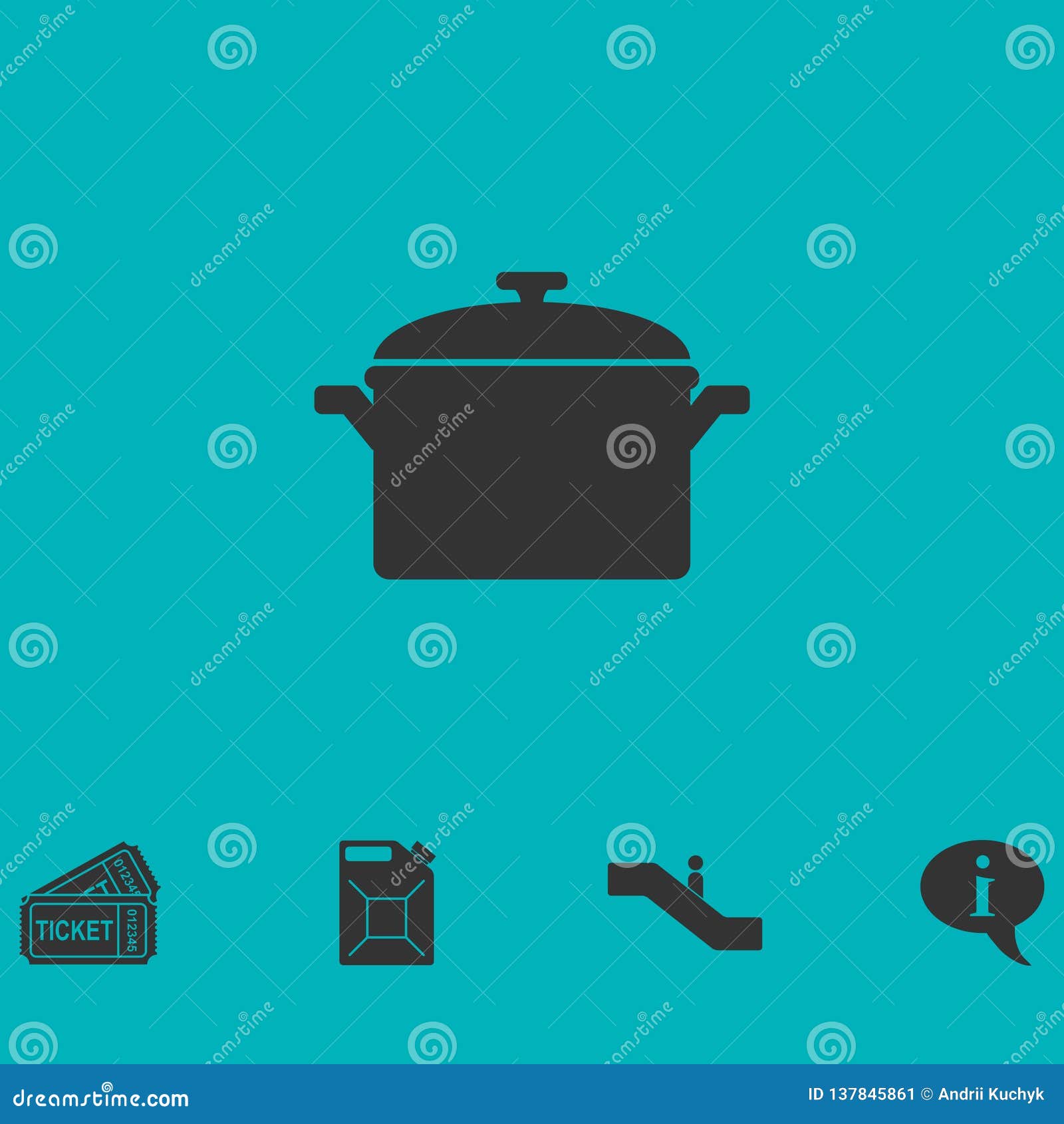 Pot icon flat stock vector. Illustration of soup, sign - 137845861