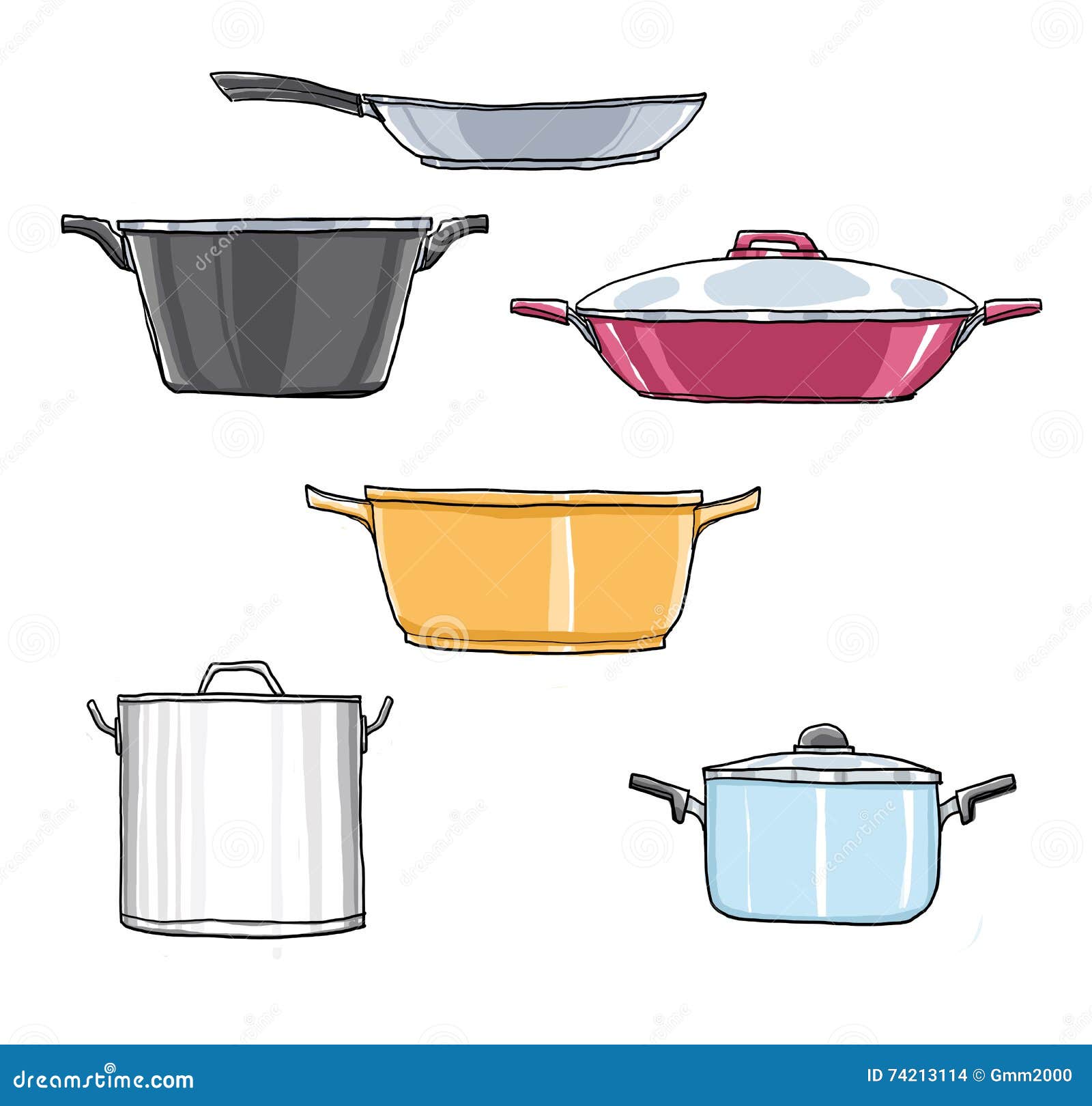 Pot Kitchen Hand Drawn Art C Illustration Stock Illustration ...