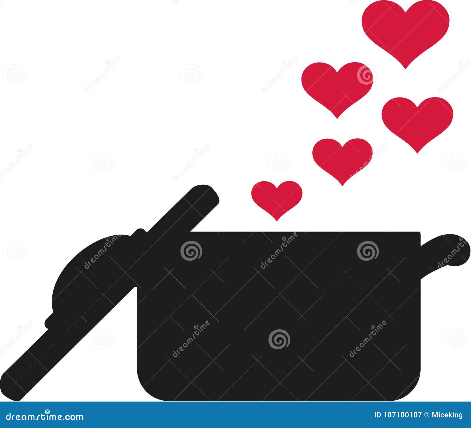 Pot kitchen with hearts stock vector. Illustration of love - 107100107