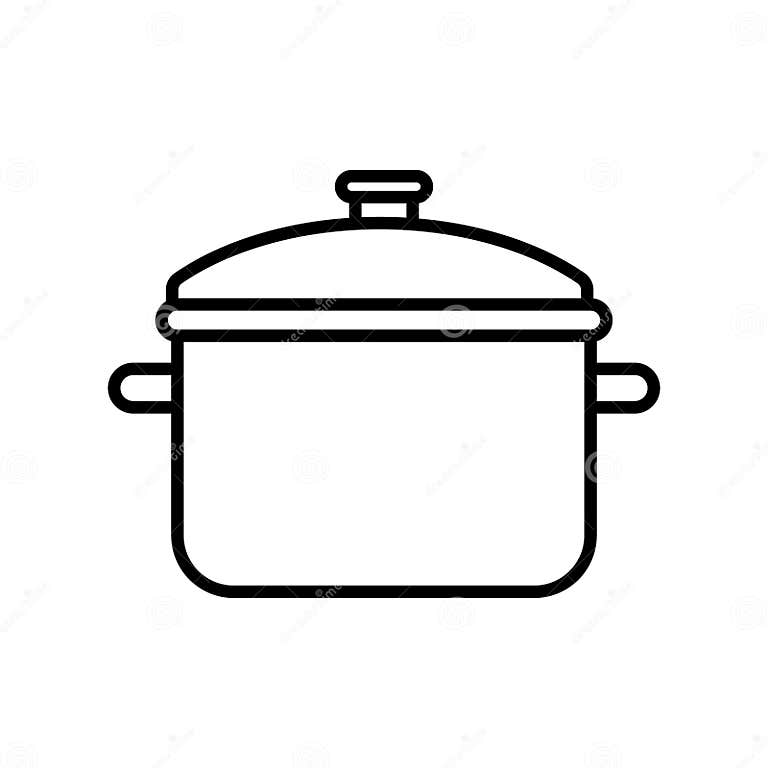 Pot with Lid Icon in Linear Style. Stock Vector - Illustration of ...