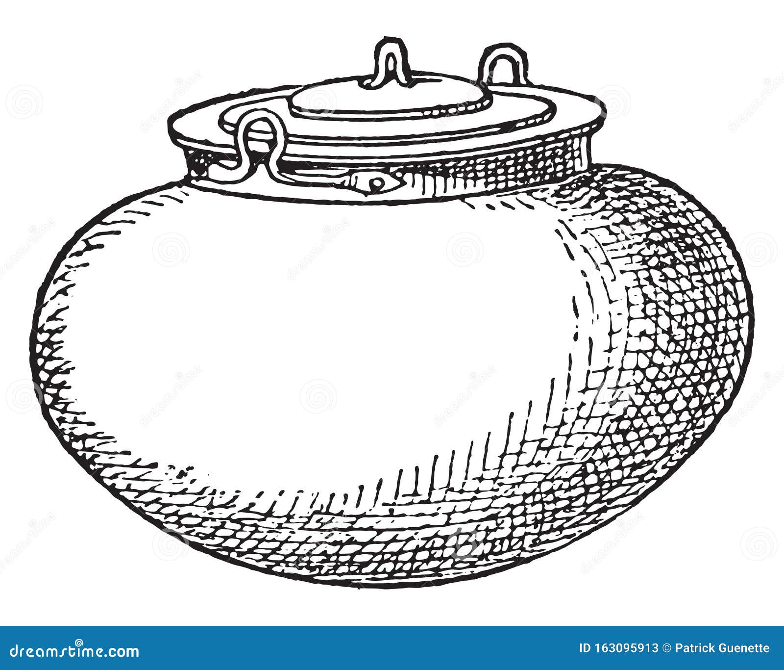 Pot with Lid, Vintage Engraving Stock Vector - Illustration of cauldron ...