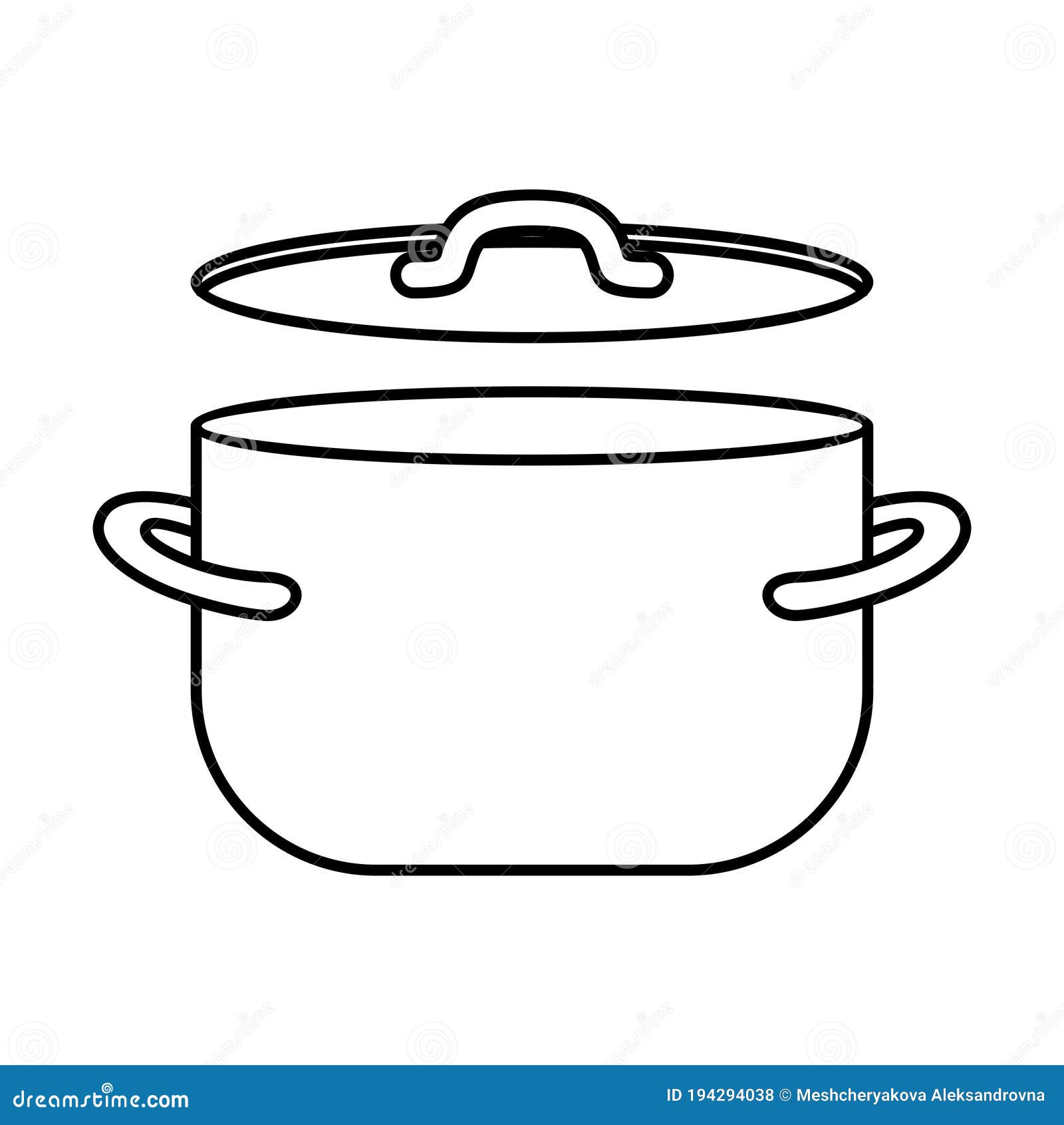 LINEAR DRAWING of the POT and LID on a WHITE BACKGROUND Stock Vector ...