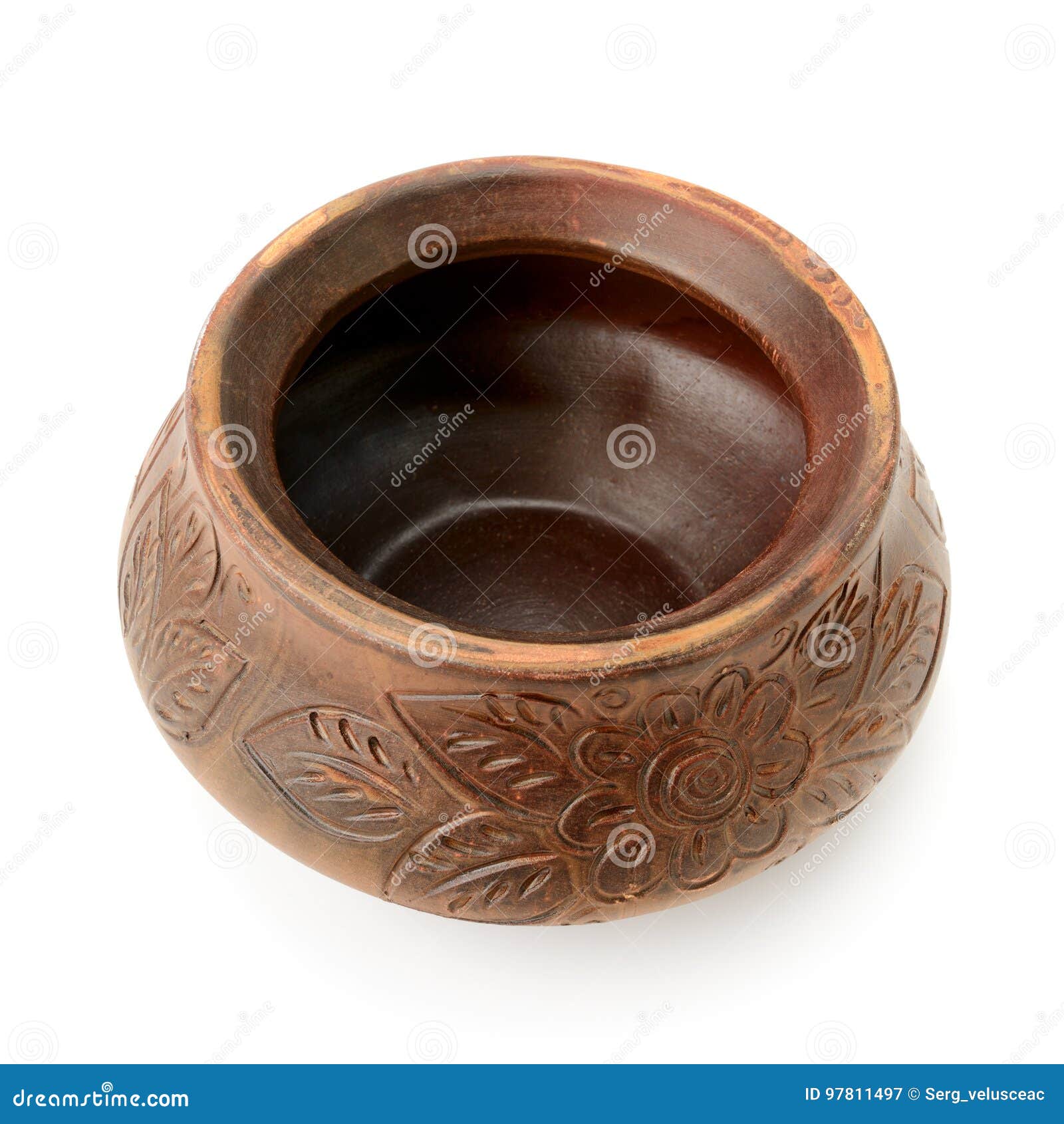 Pot Made of Clay Isolated on White. Stock Image - Image of goods ...