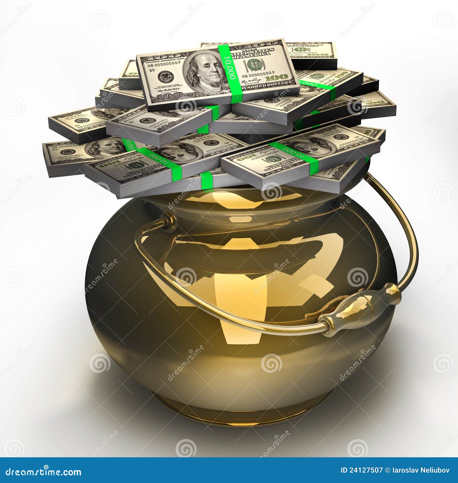 Pot of money isolated stock illustration. Illustration of group - 24127507