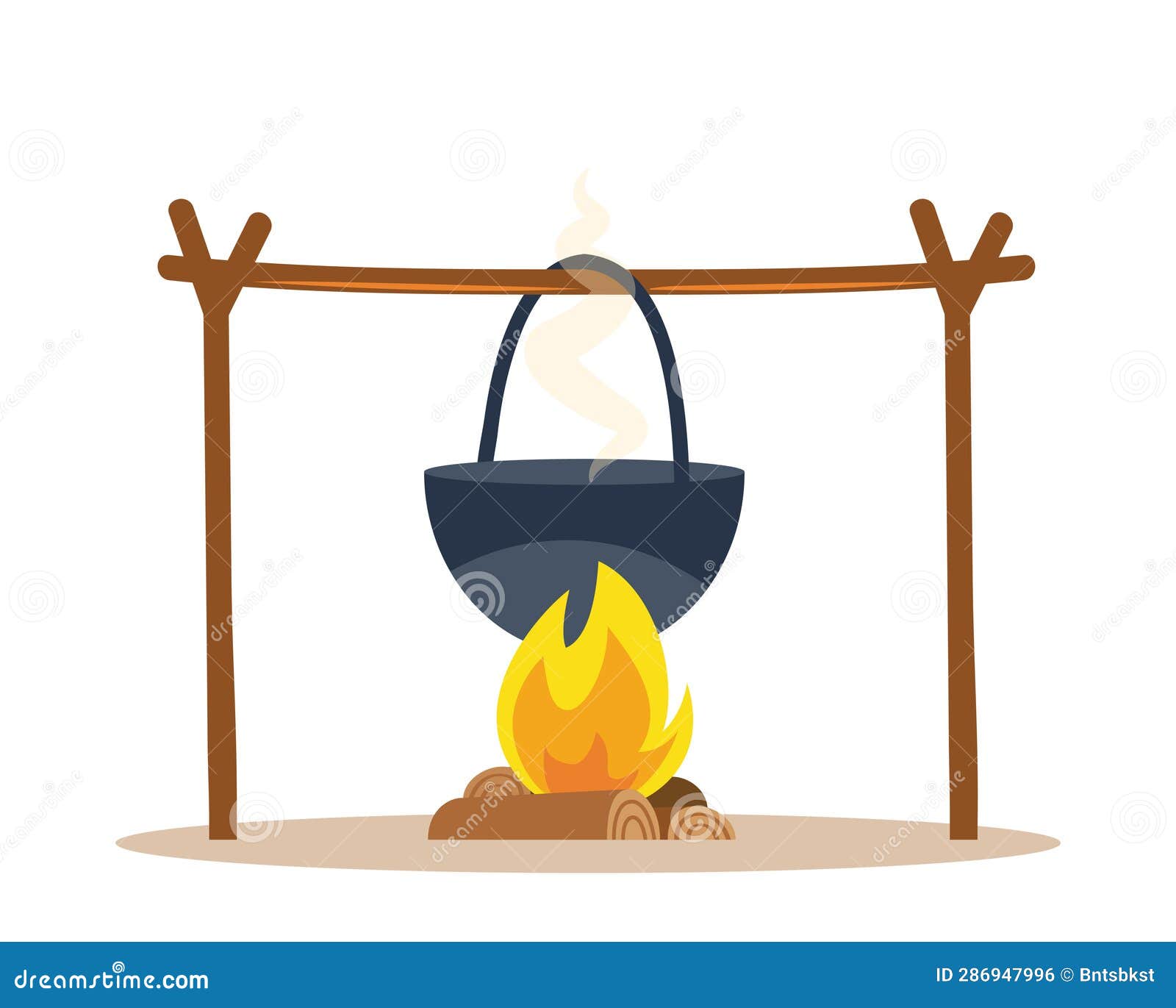 Pot Over the Campfire. Camping, Outdoor Cooking Stock Vector ...