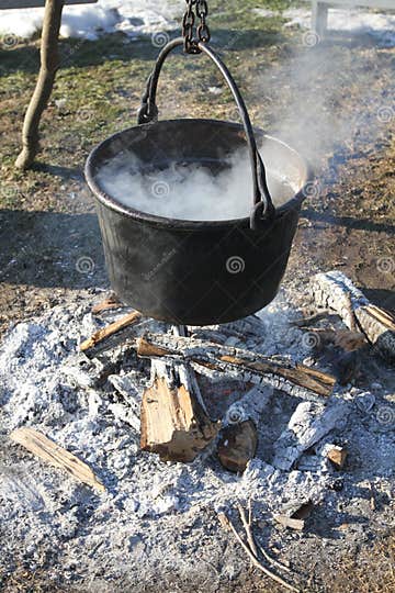 Pot Over Fire stock photo. Image of high, pail, water - 17297806