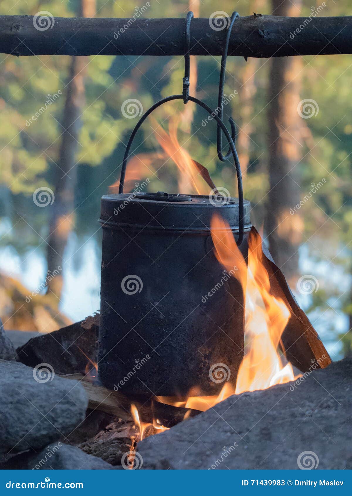 Pot over a fire stock image. Image of summer, outdoors - 71439983
