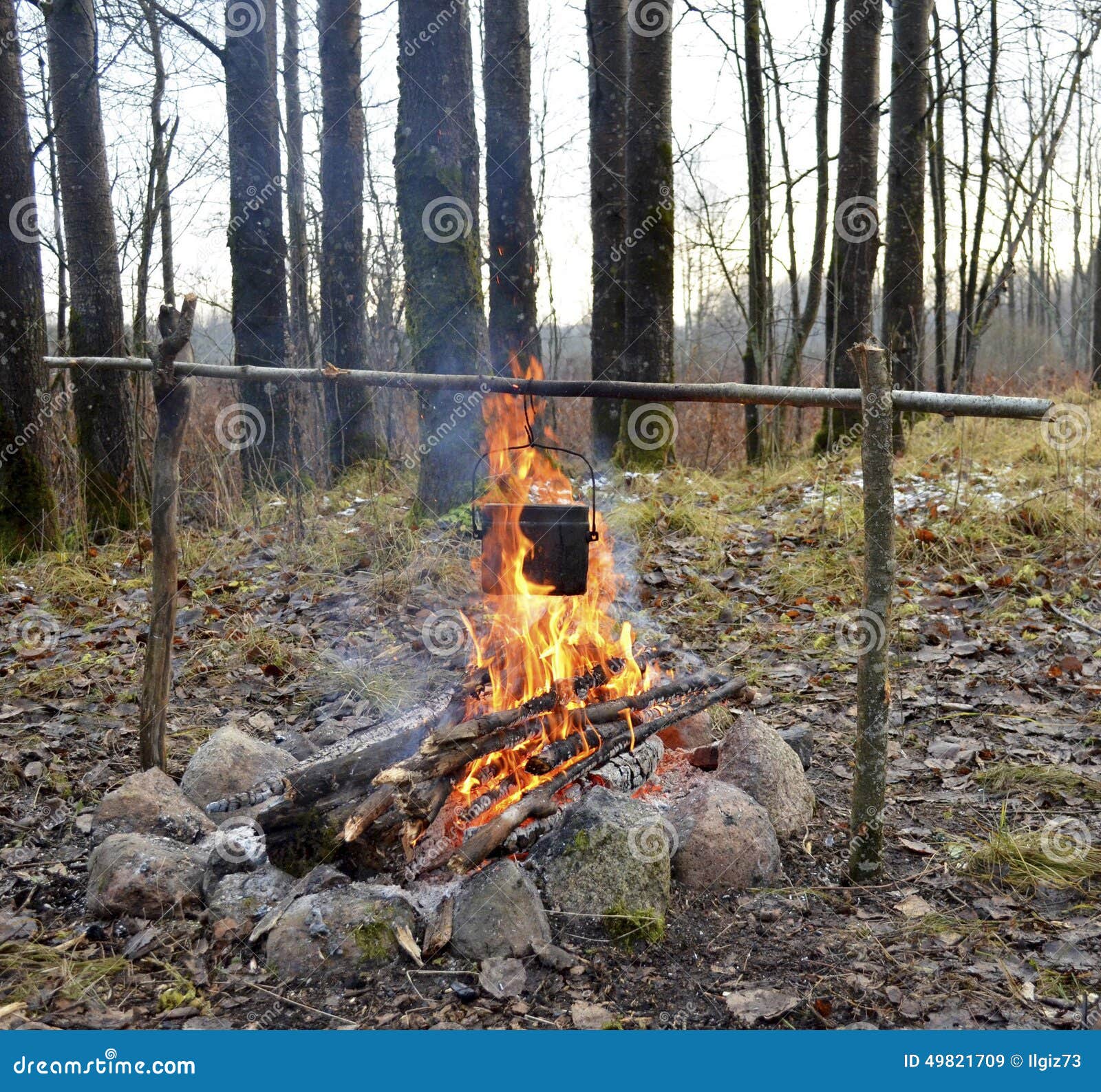Pot over the fire stock image. Image of billy, fire, nature - 49821709