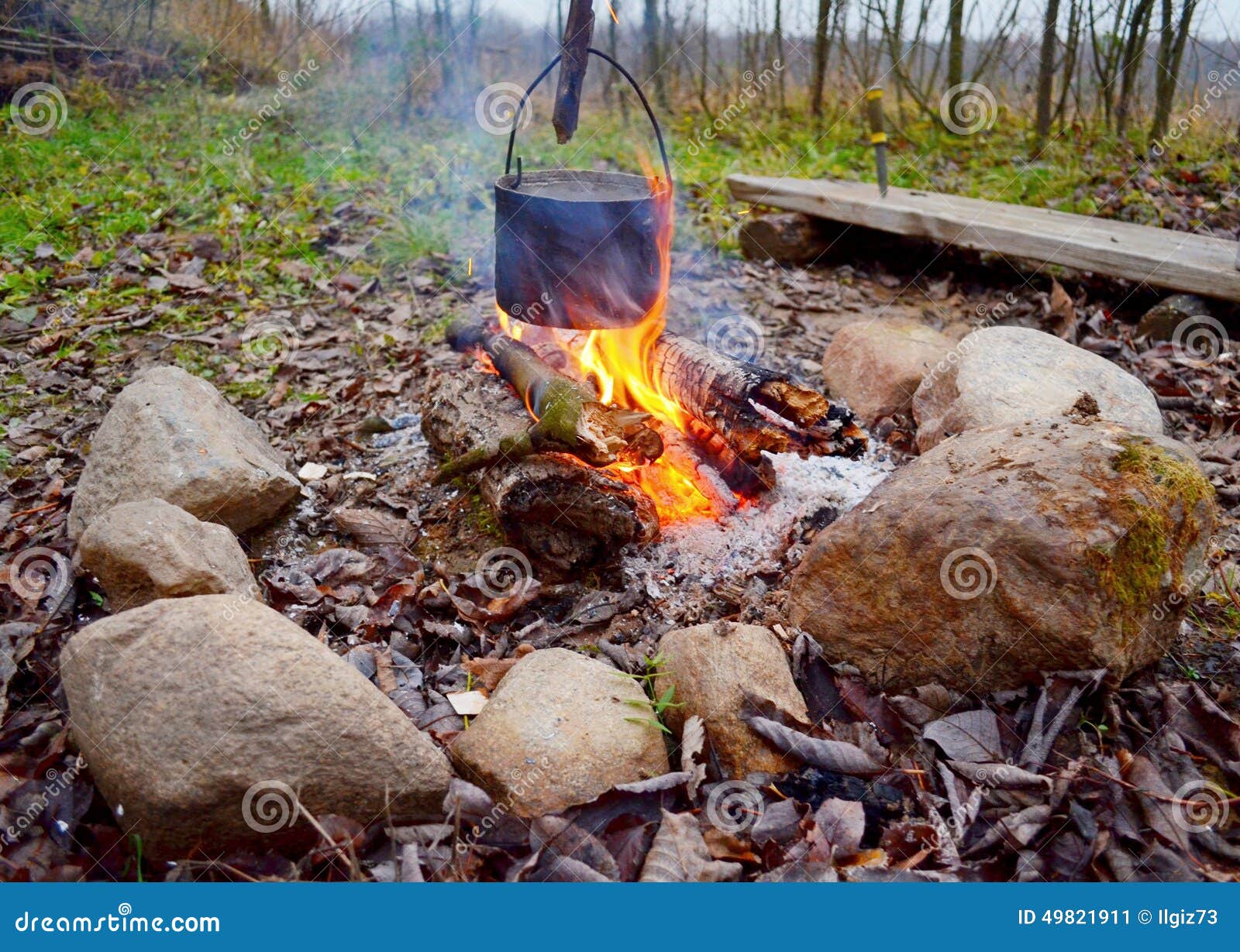 Pot over the fire stock image. Image of fire, panoramic - 49821911