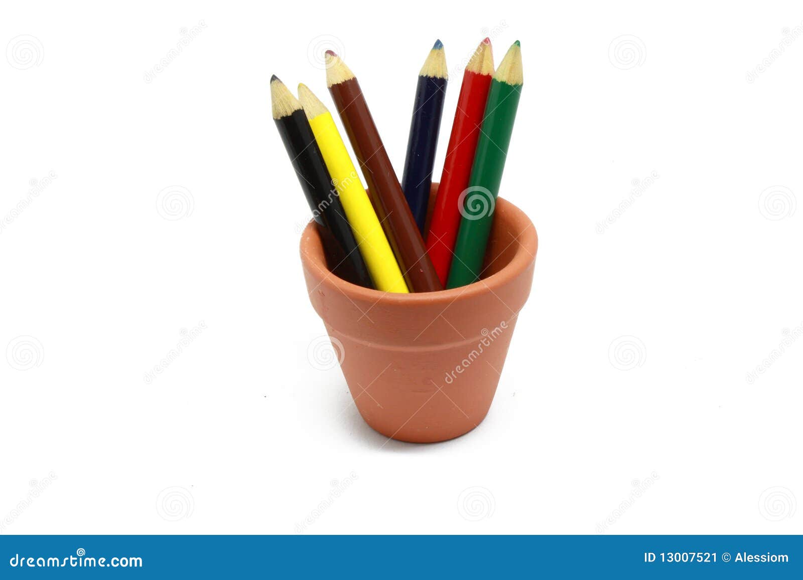 Pot and pencils stock image. Image of small, yellow, white - 13007521