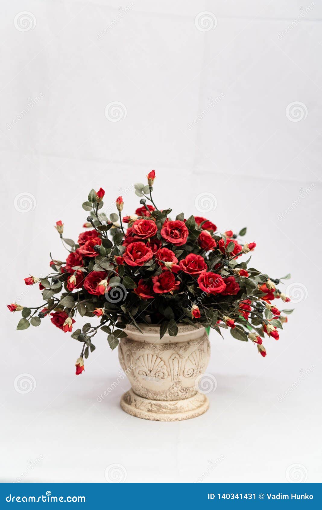 Beautiful Red Roses in a Ceramic Pot Stock Image - Image of leaf, green ...