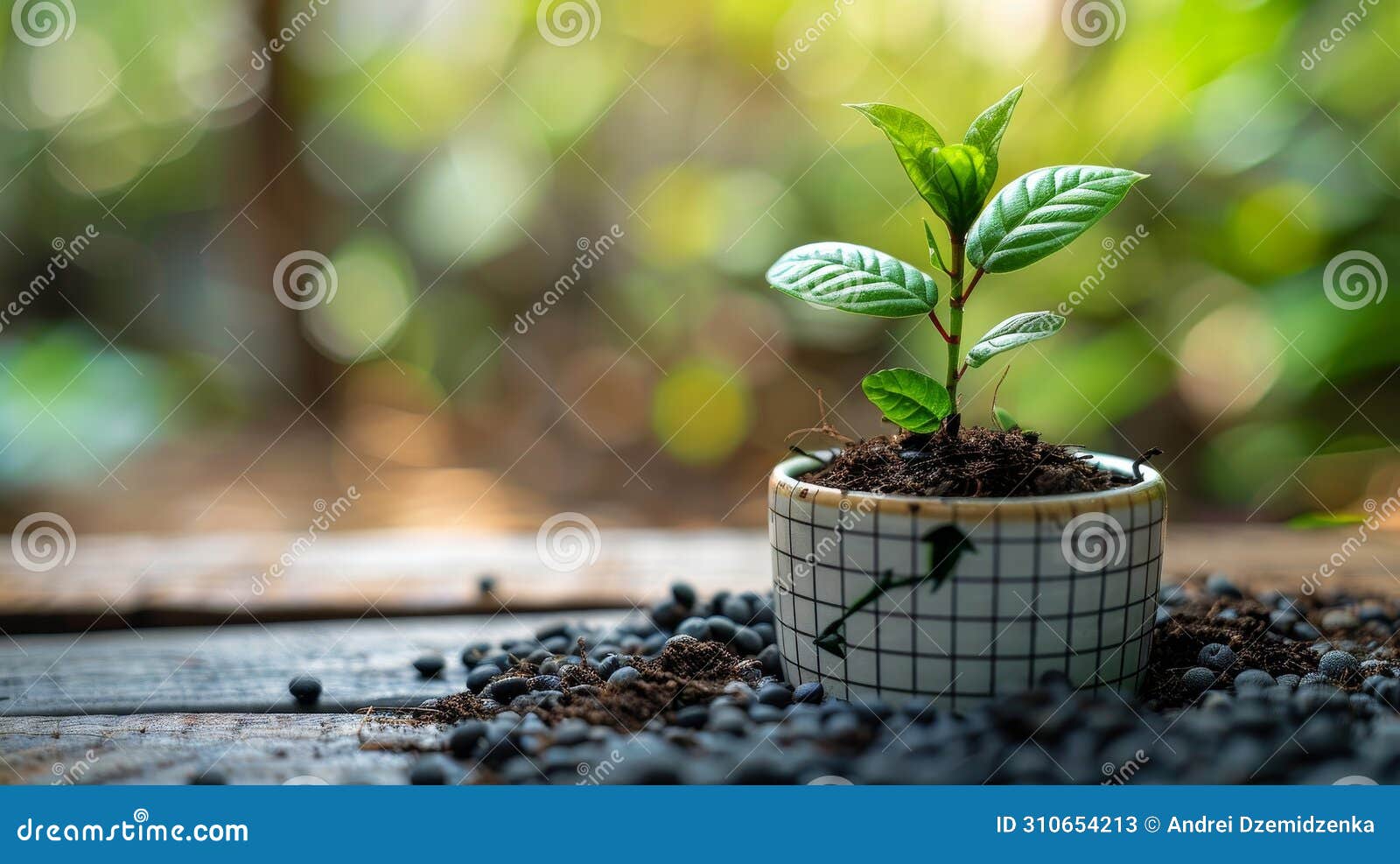 In a Pot Shaped Like a Graph, a Small Plant Grows Stock Illustration ...