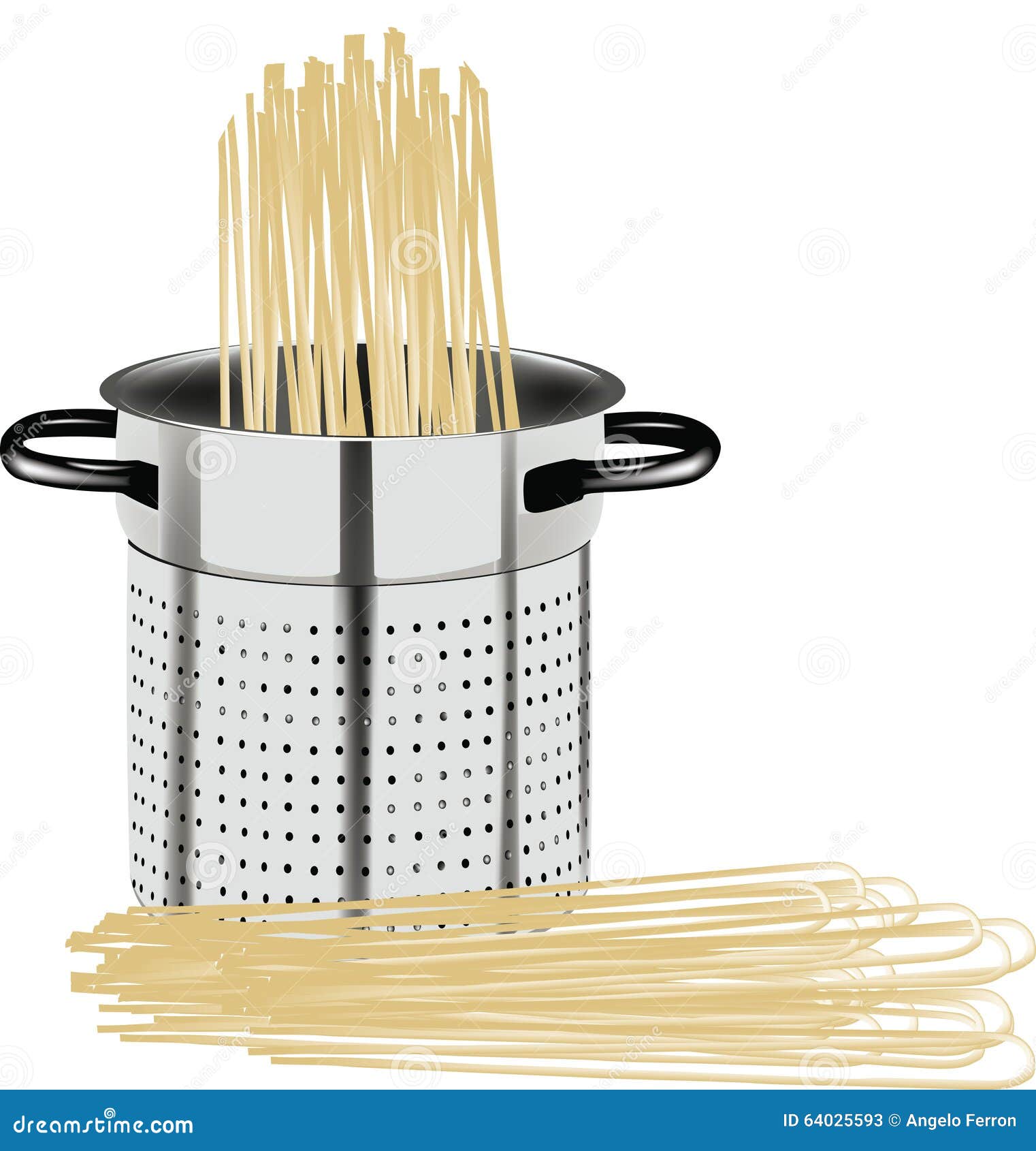 Pot with Spaghetti for Feeding Stock Illustration - Illustration of ...