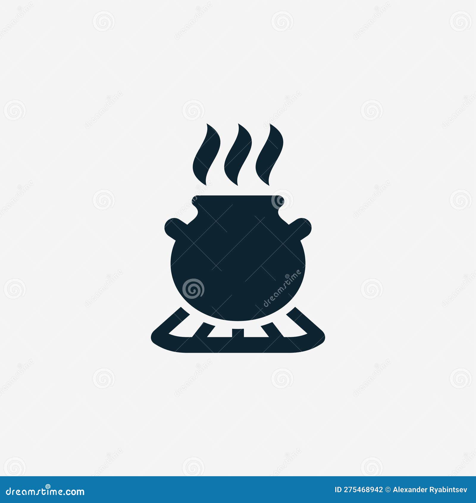 Pot with Steam. Cooking Pan Vector Icon. Stock Vector - Illustration of ...