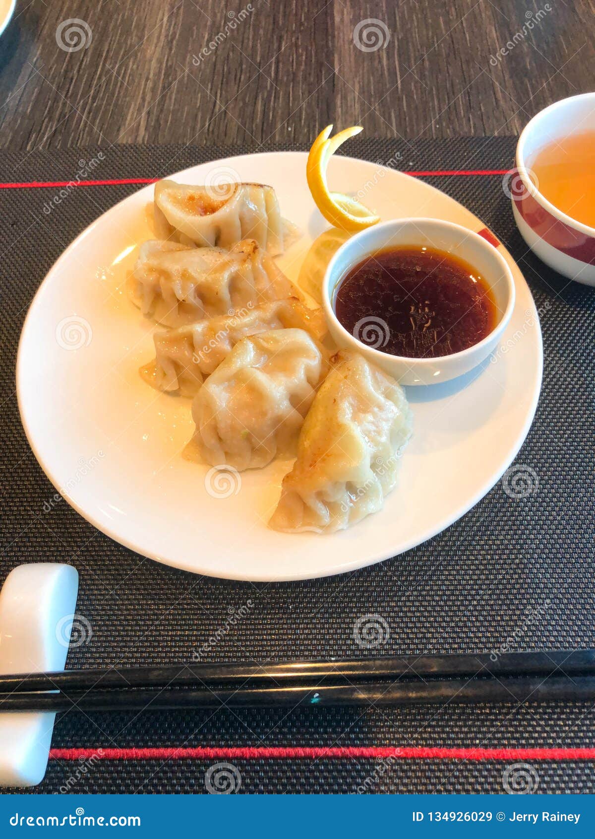 Pot sticker plate portrait stock image. Image of dinner - 134926029