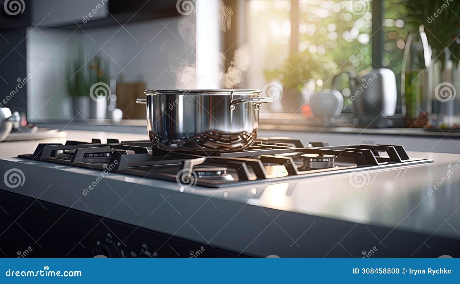 Pot on the Stove in the Kitchen Stock Photo - Image of stove, cooking ...