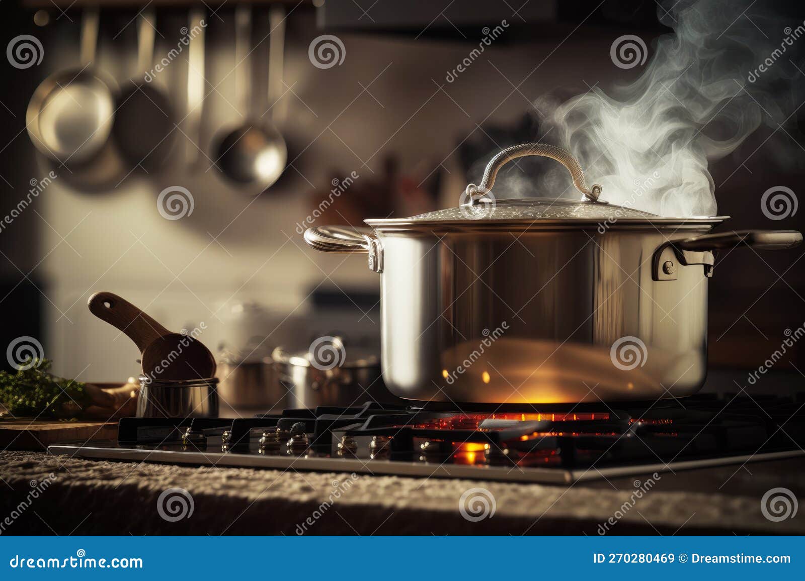 Pot on Stove with Steam Coming Out of it. Generative AI Stock ...