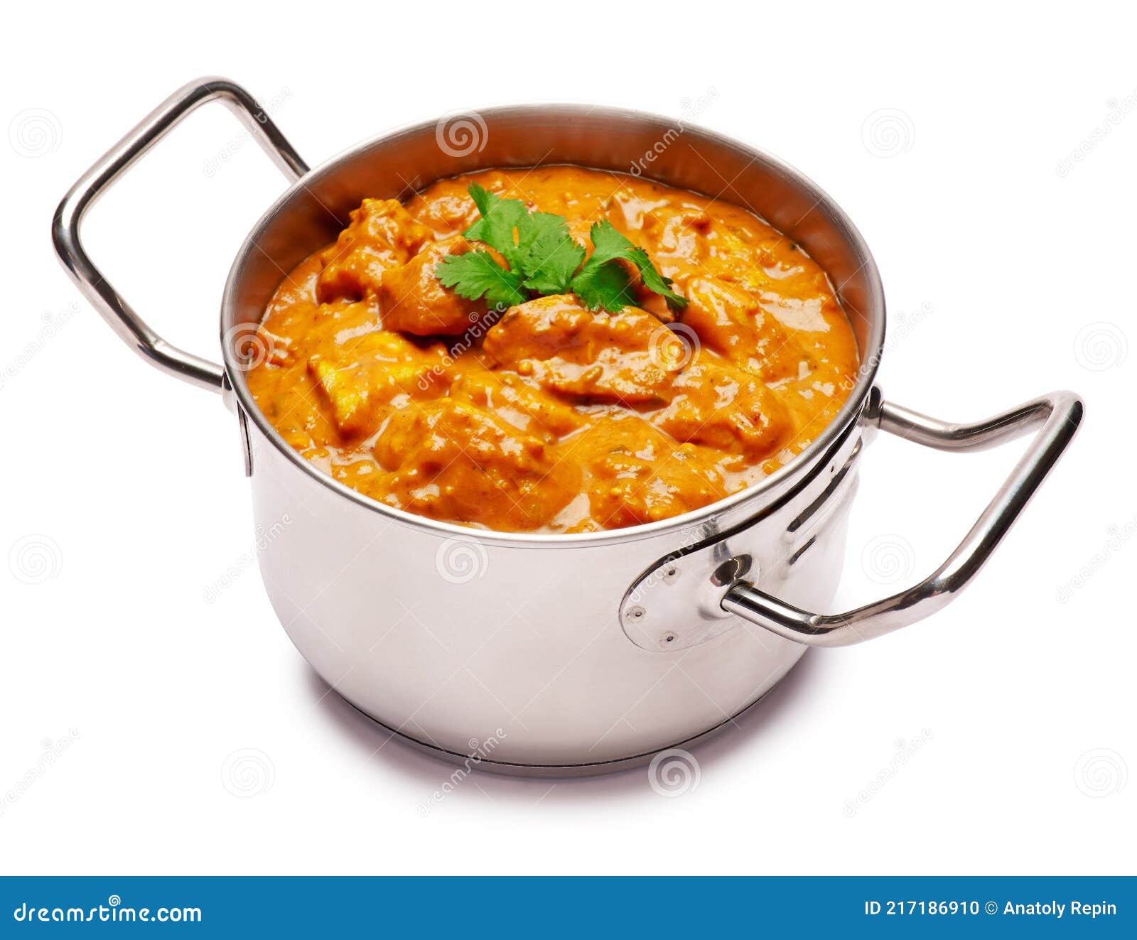 Pot of Traditional Chicken Curry Isolated on White Background with ...