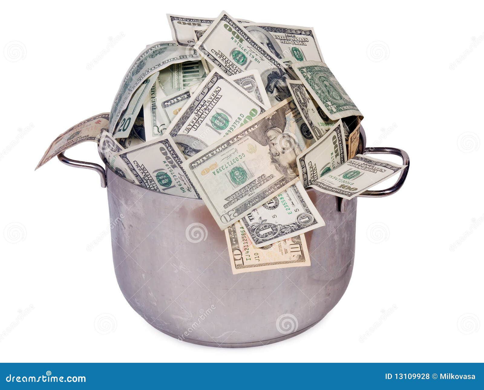 Pot van geld stock foto. Image of prijs, bankbiljetten - 13109928