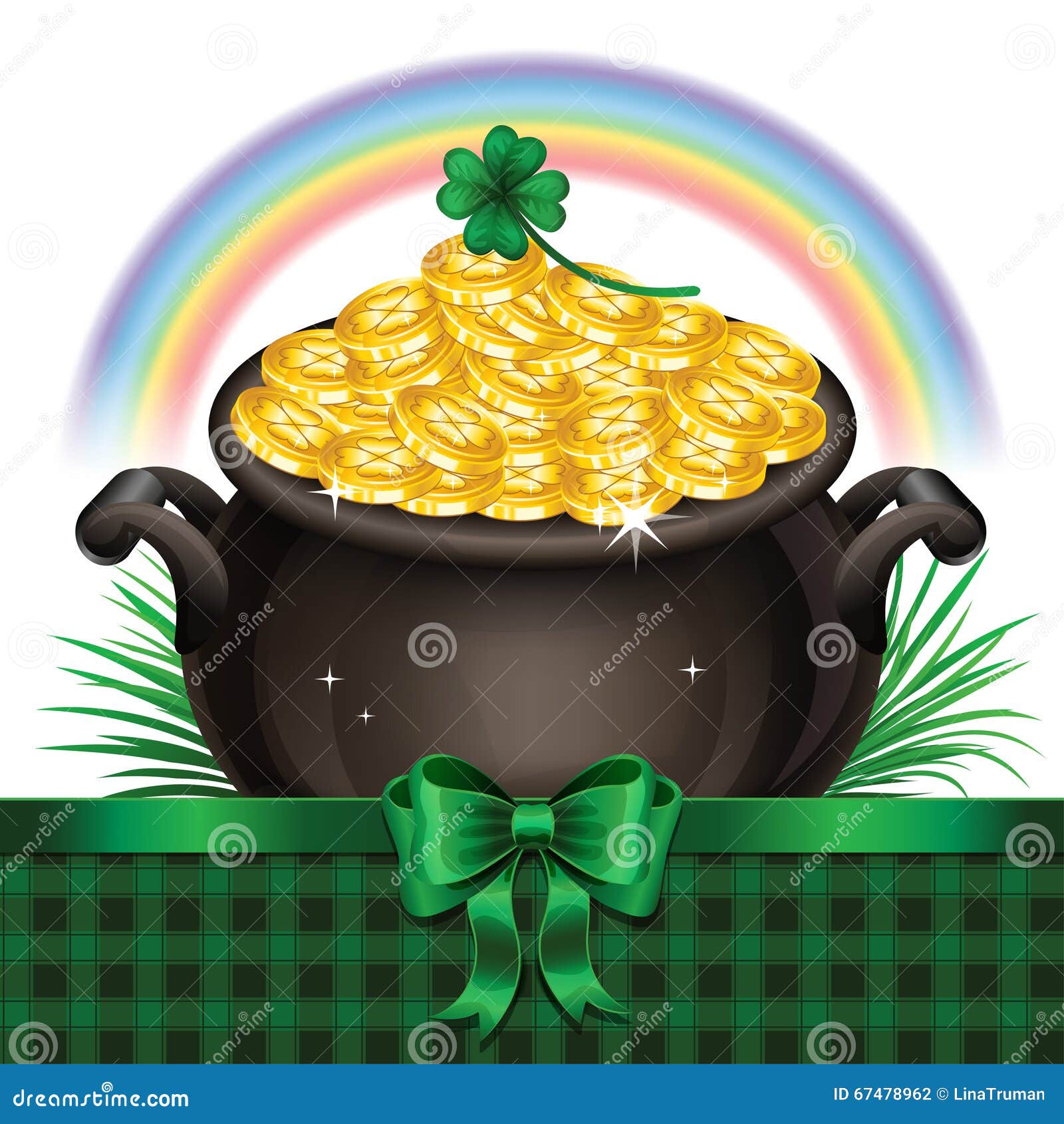 Pot Van Gouden, Magische Schat, St Patrick Dagsymbool Vector Vector ...