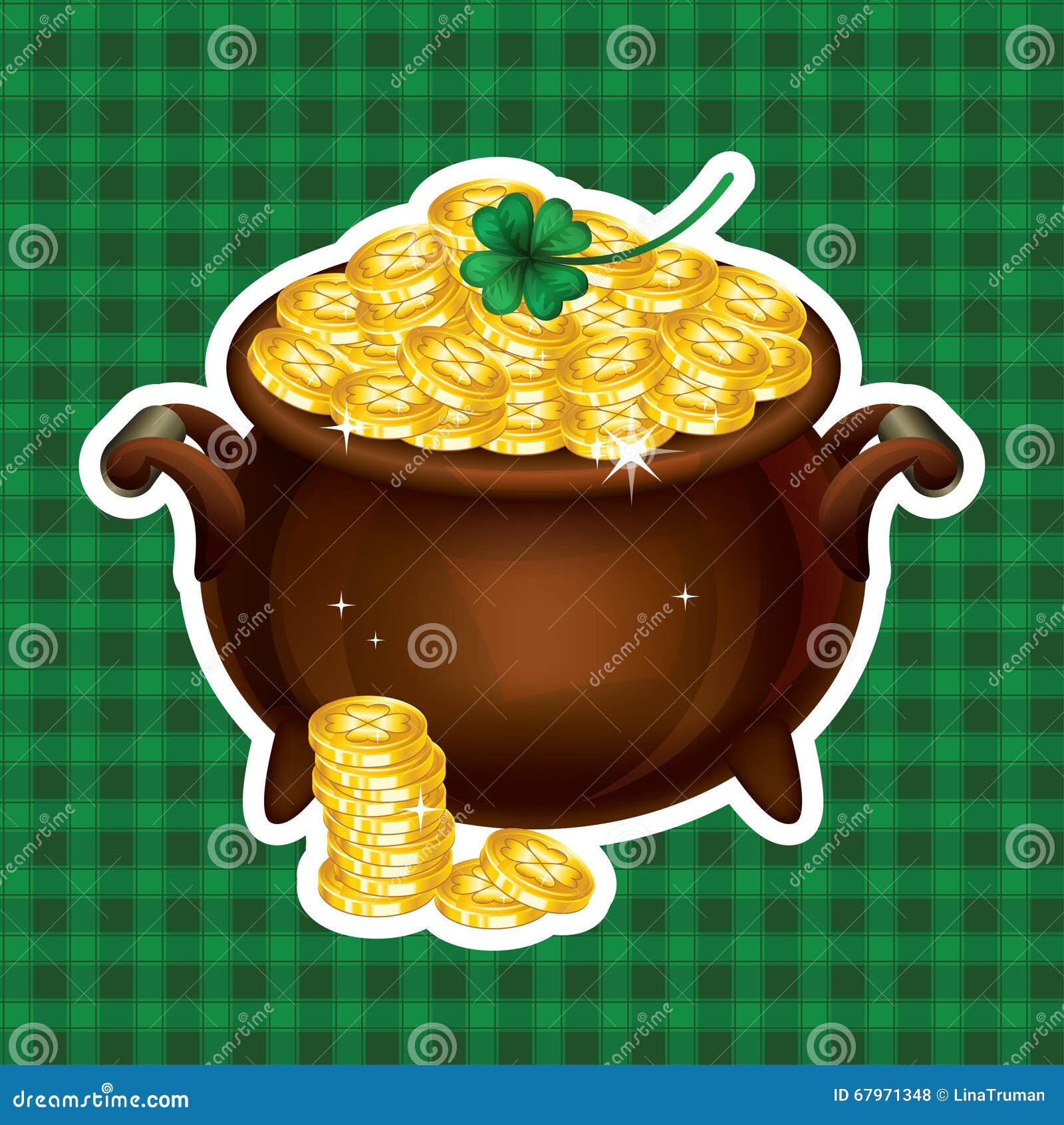 Pot Van Gouden, Magische Schat, St Patrick Dagsymbool Vector Vector ...