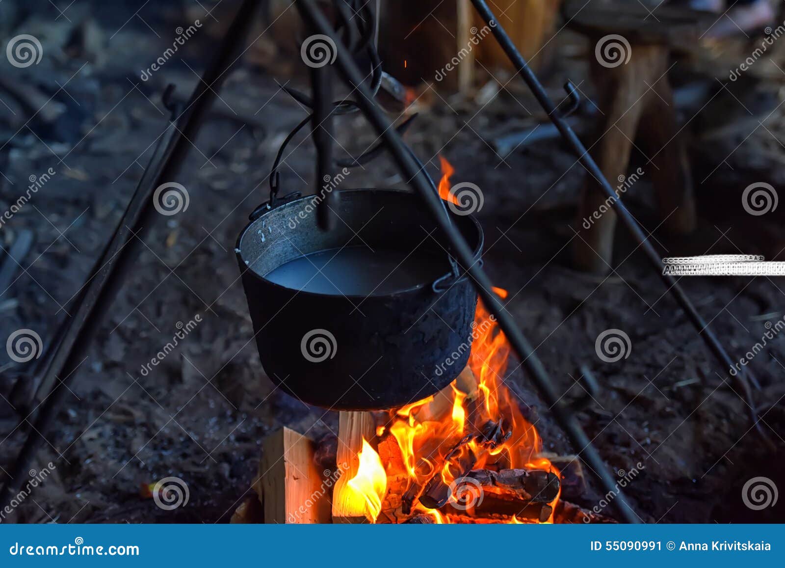 A pot of water on the fire stock image. Image of boil - 55090991