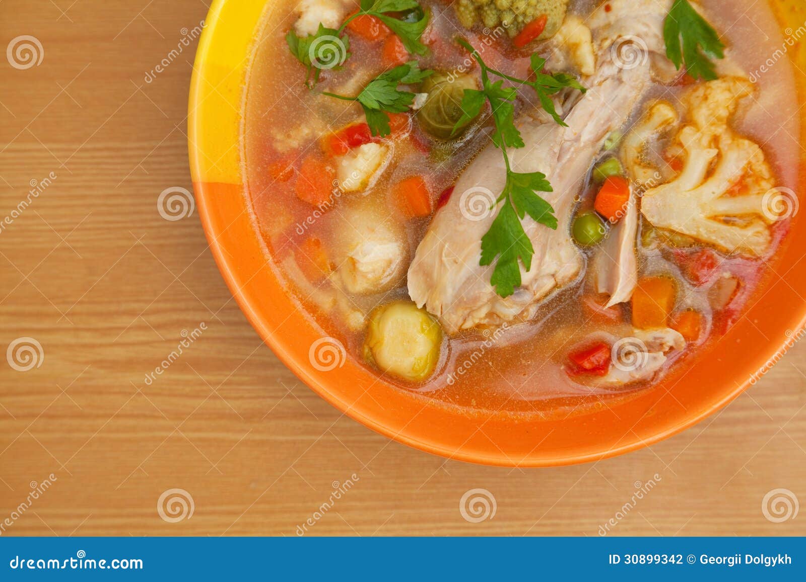 Potage au poulet photo stock. Image du santé, carte, oignon - 30899342