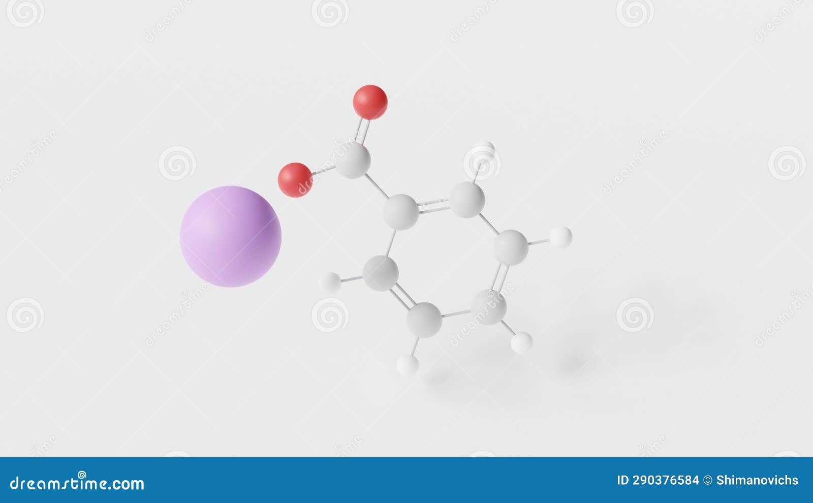 Potassium Benzoate Molecule 3d, Molecular Structure, Ball And Stick ...