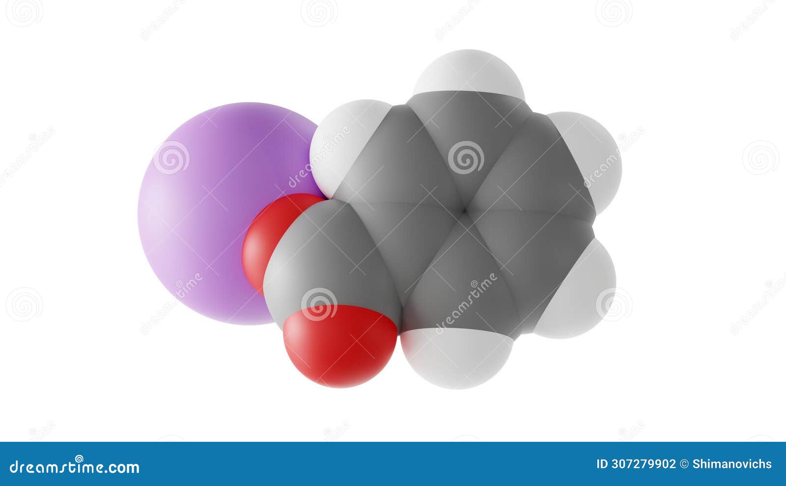 Potassium Benzoate Molecular Structure, 3d Model Molecule, E212 ...