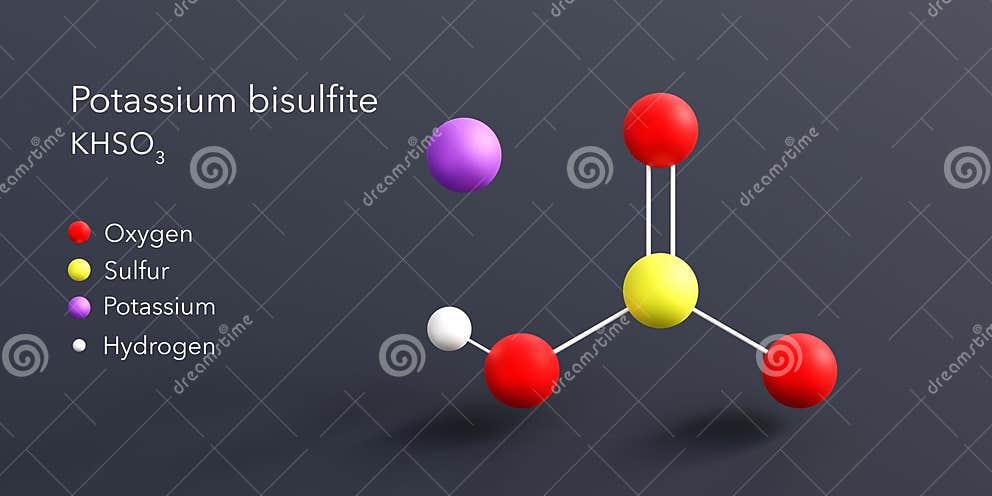 Potassium Bisulfite Molecule 3d Rendering, Flat Molecular Structure ...