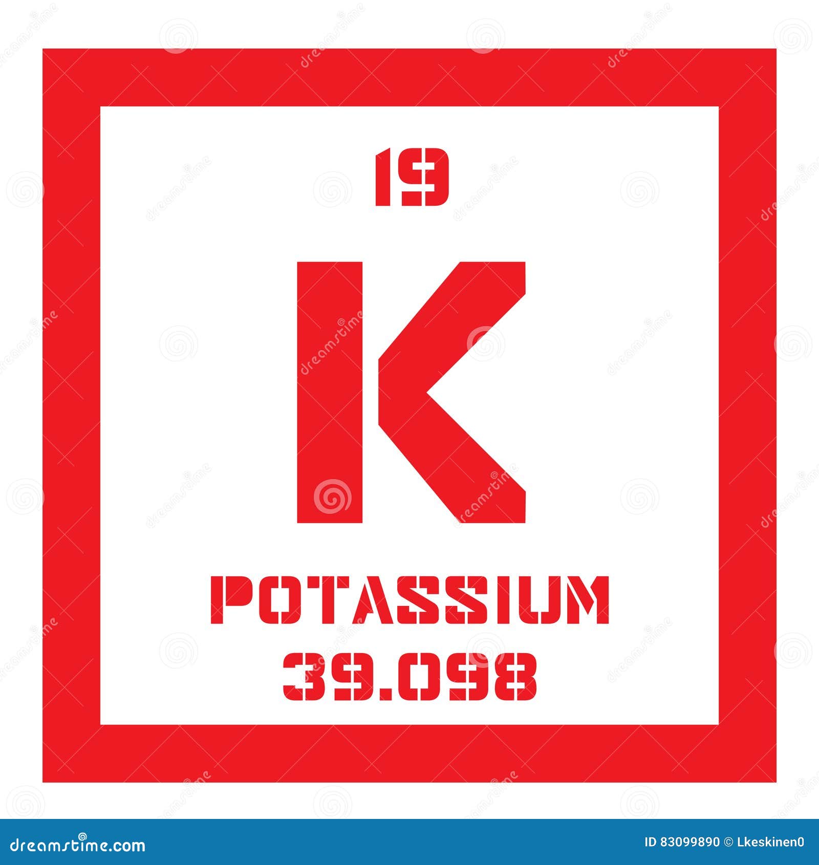 Potassium Chemical Element Of Mendeleev Periodic Table On Red ...