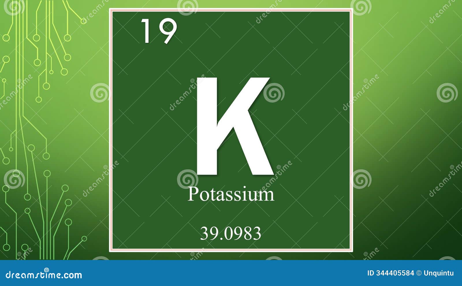 Potassium Chemical Element Symbol on Green Abstract Background Stock ...