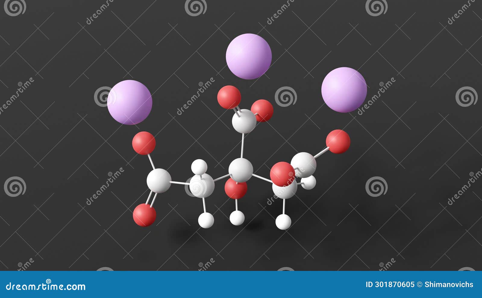 Potassium Citrate Molecular Structure, Tripotassium Citrate, Ball and ...