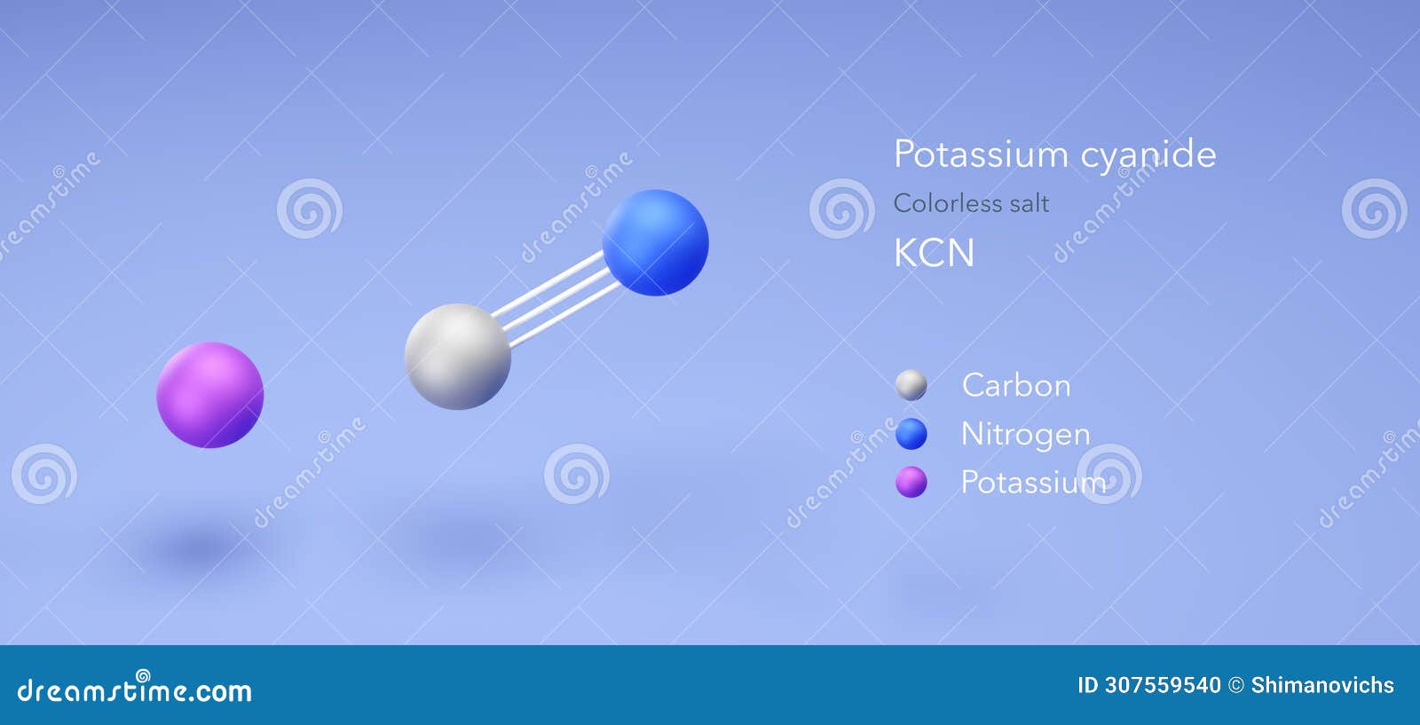 Potassium Cyanide Molecule, Molecular Structures, Colorless Salt, 3d ...
