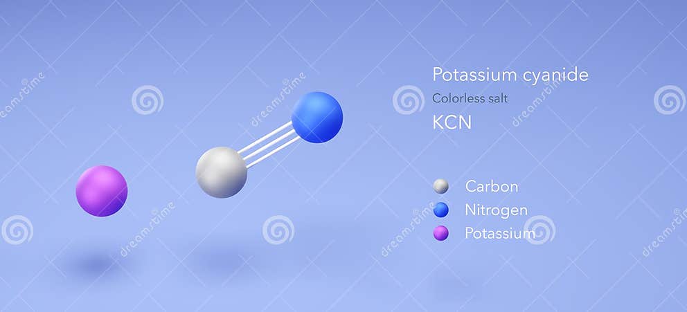Potassium Cyanide Molecule, Molecular Structures, Colorless Salt, 3d ...