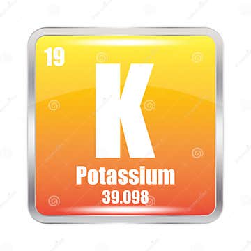 Potassium Element Icon. Atomic Number 19. Potassium 39.098 Mass. Vector ...