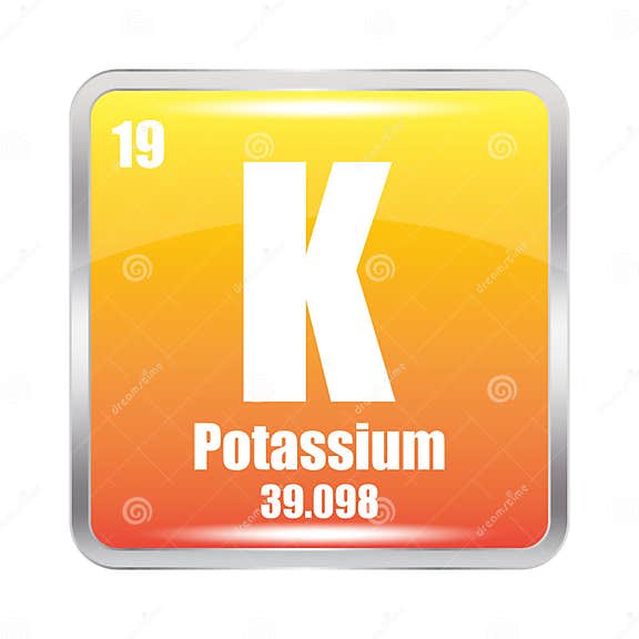 Potassium Element Icon. Atomic Number 19. Potassium 39.098 Mass. Vector ...