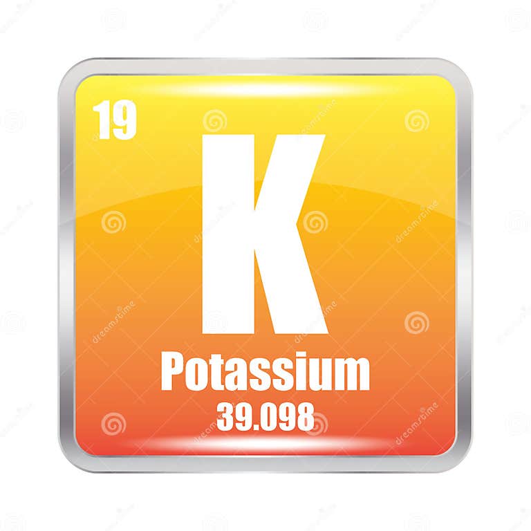 Potassium Element Icon. Atomic Number 19. Potassium 39.098 Mass. Vector ...