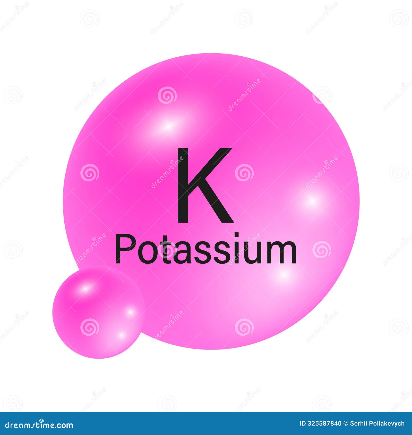 Potassium Element Icon. Pink Gradient Sphere. Atomic Symbol K. Vector ...