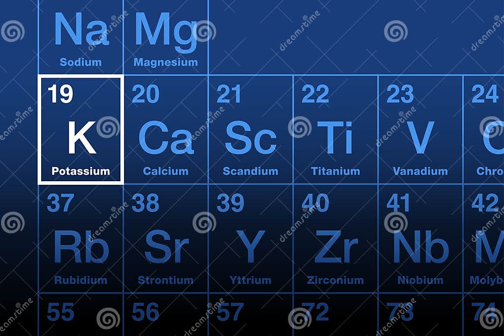 Potassium Element, Alkali Metal with Symbol K from Kalium, on Periodic ...