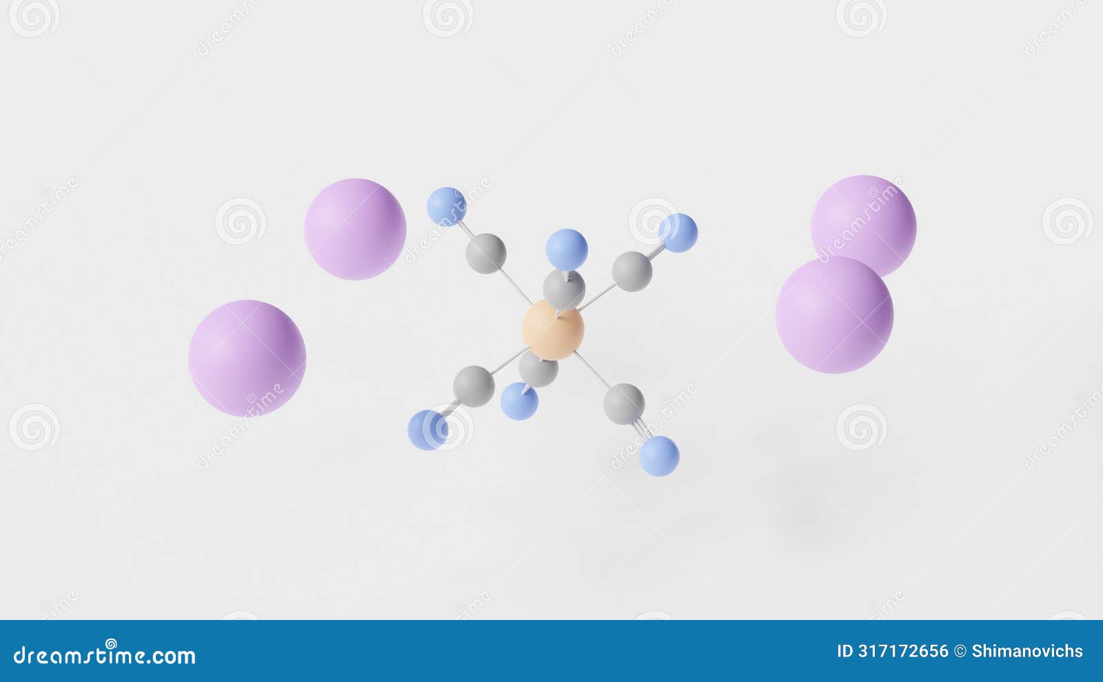 Potassium Ferrocyanide Molecule 3d, Molecular Structure, Ball and Stick ...