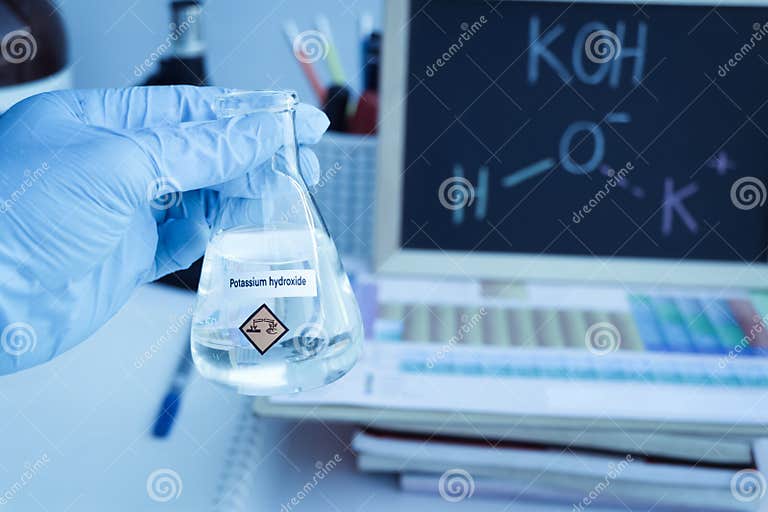 Potassium Hydroxide and Symbol Structural Formula Chemical Stock Photo ...