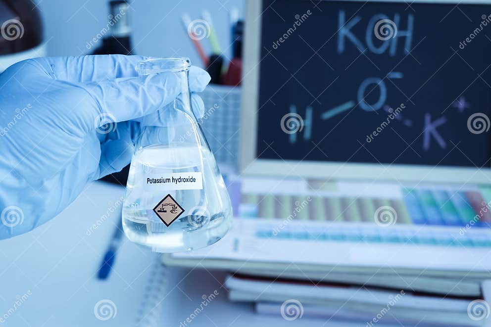 Potassium Hydroxide and Symbol Structural Formula Chemical Stock Photo ...