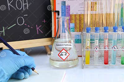 Potassium Hydroxide and Symbol Structural Formula Chemical Stock Image ...