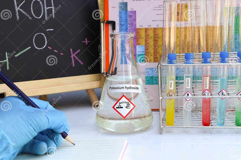 Potassium Hydroxide and Symbol Structural Formula Chemical Stock Image ...