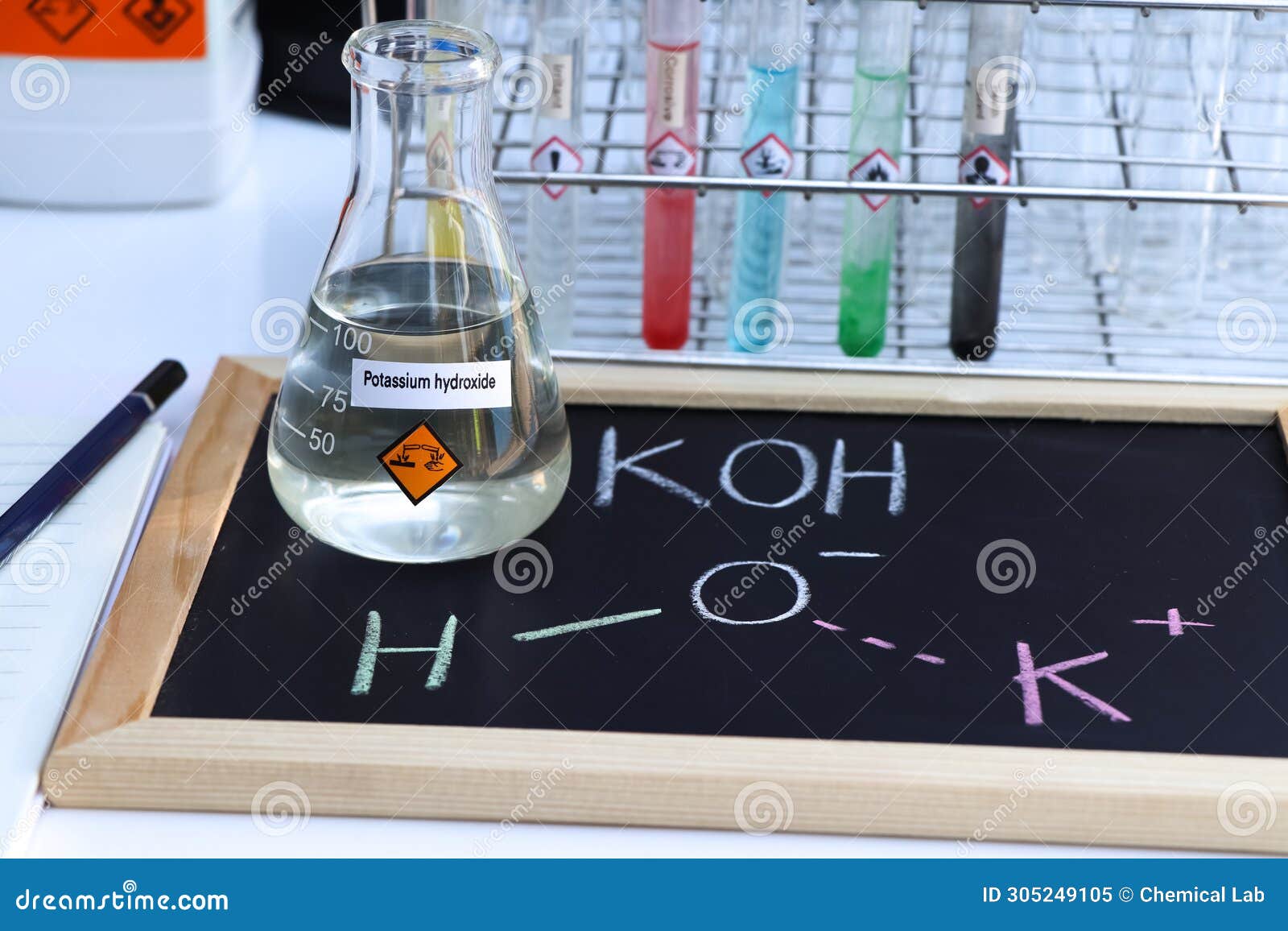 Potassium Hydroxide and Symbol Structural Formula Chemical Stock Image ...