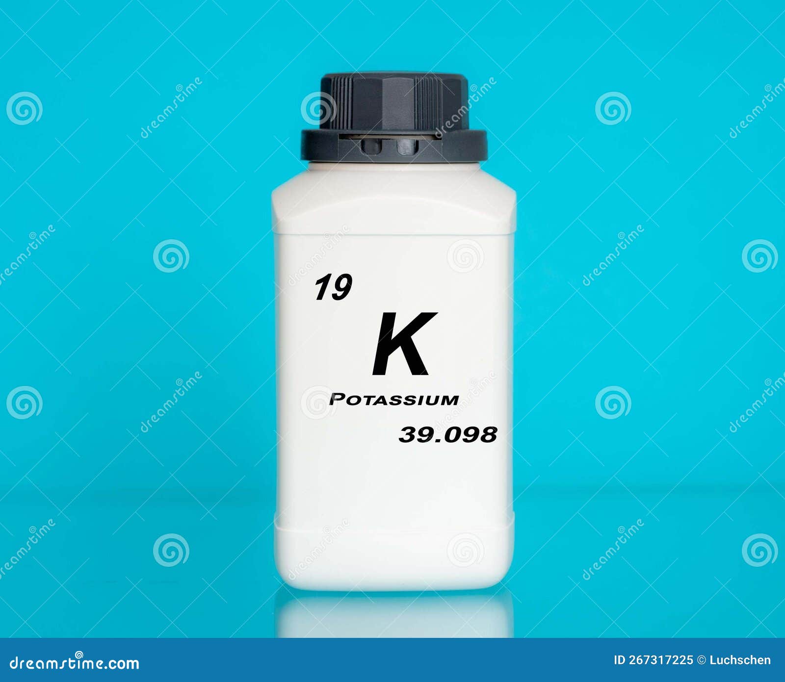 Potassium K Chemical Element in a Laboratory Plastic Container Stock ...
